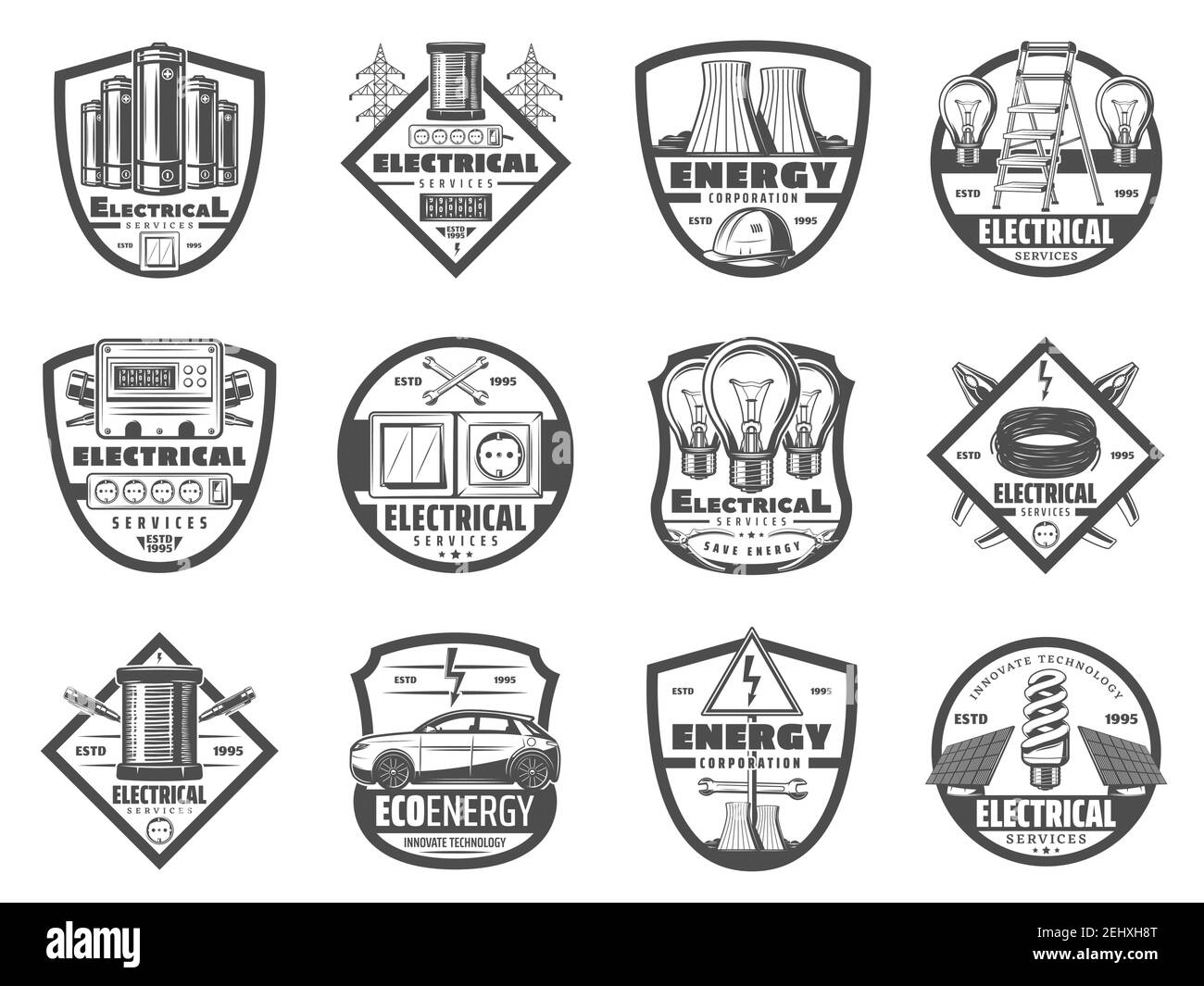 Power Switch Bulb Icons Light Switch Line Icon Electric Light Bulb