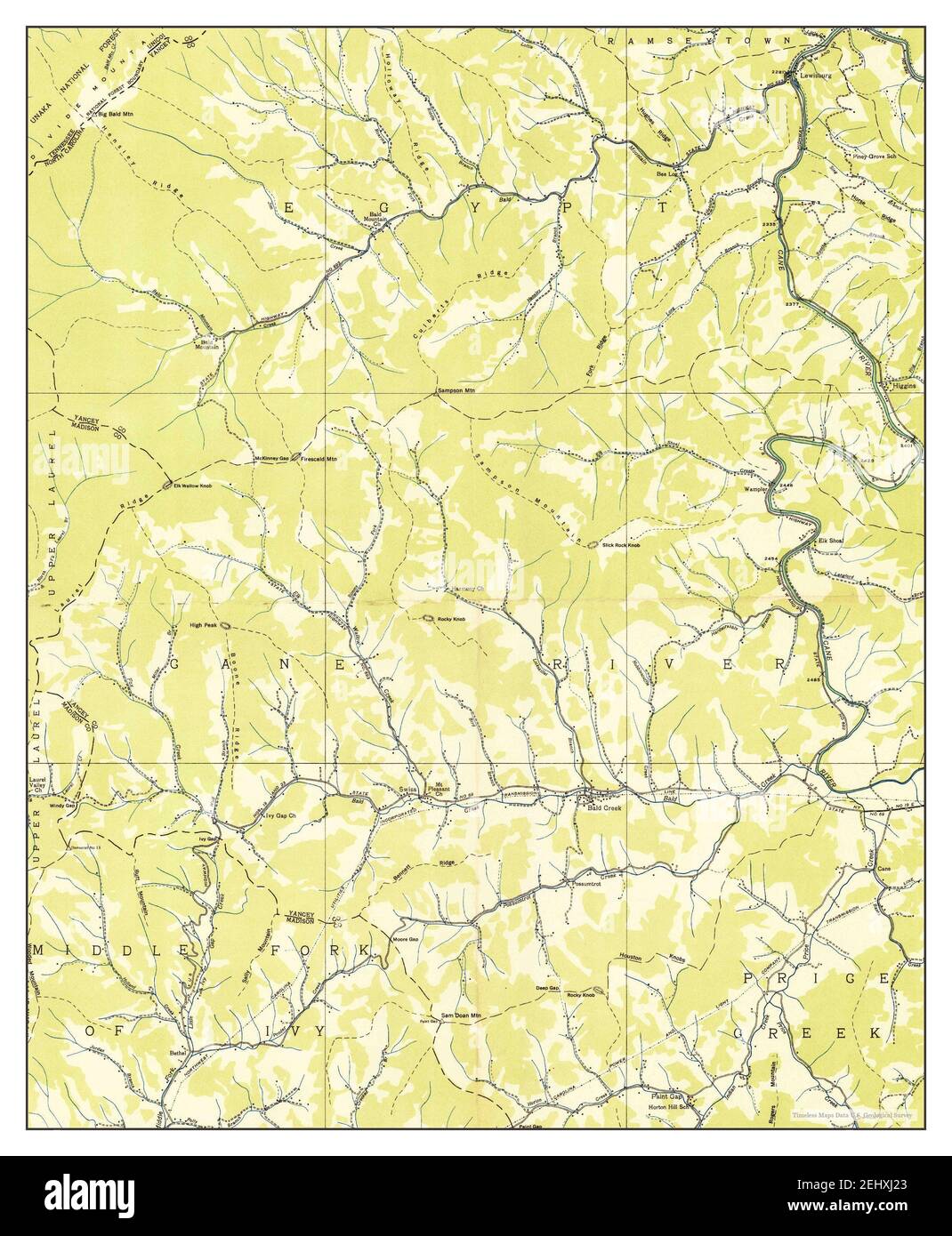 Bald Creek, North Carolina, map 1935, 1:24000, United States of America ...