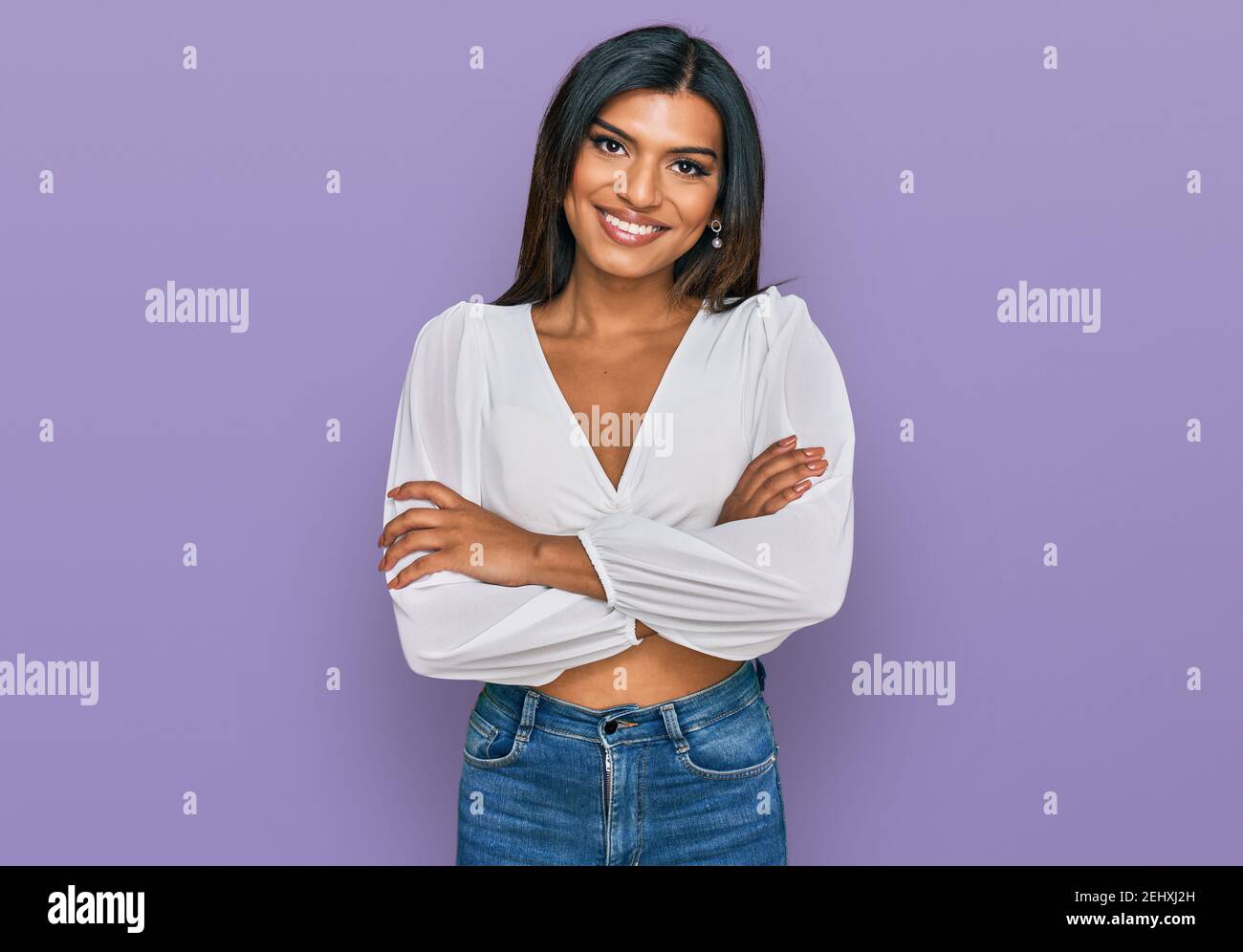Young Latin Transsexual Transgender Woman Wearing Casual Clothes Happy