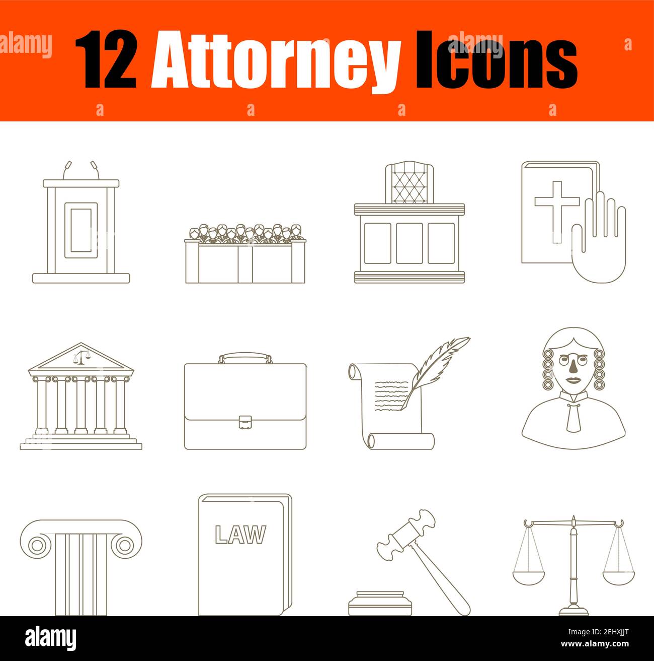 Attorney Icon Set. Flat Color Outline Design With Editable Stroke ...
