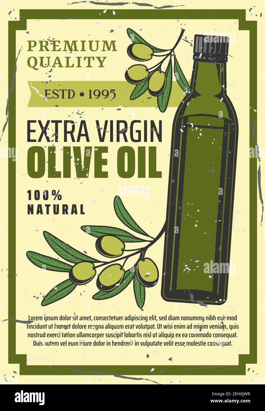 Olive oil extra virgin natural product retro poster. Vector cooking ...