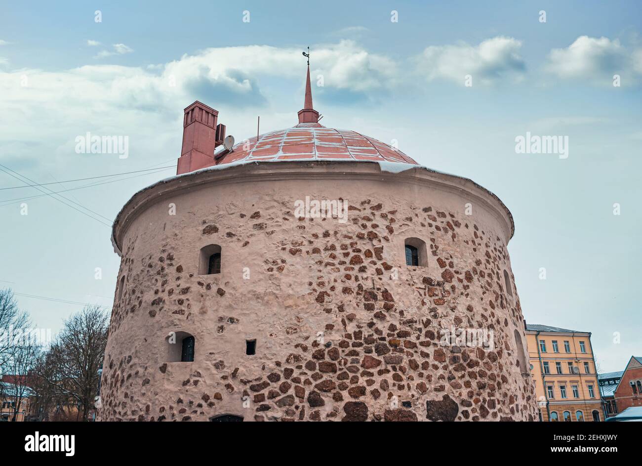 Medieval Round Tower in Vyborg, Russia. Viipuri tower view. Vyburg ...