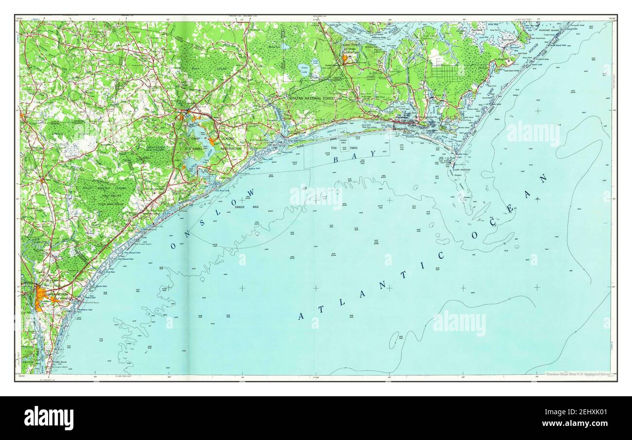 Beaufort, North Carolina, map 1953, 1:250000, United States of America ...