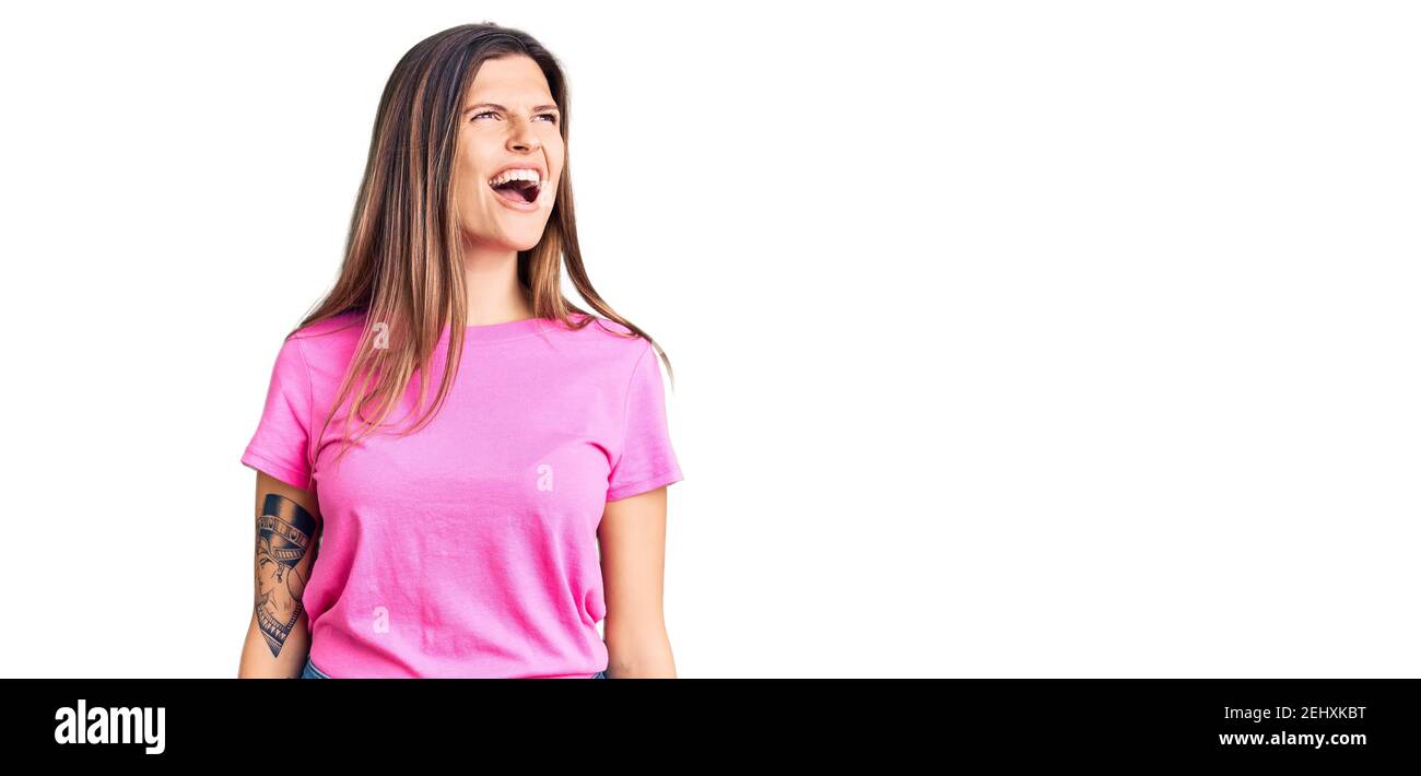 Beautiful caucasian woman wearing casual clothes angry and mad ...