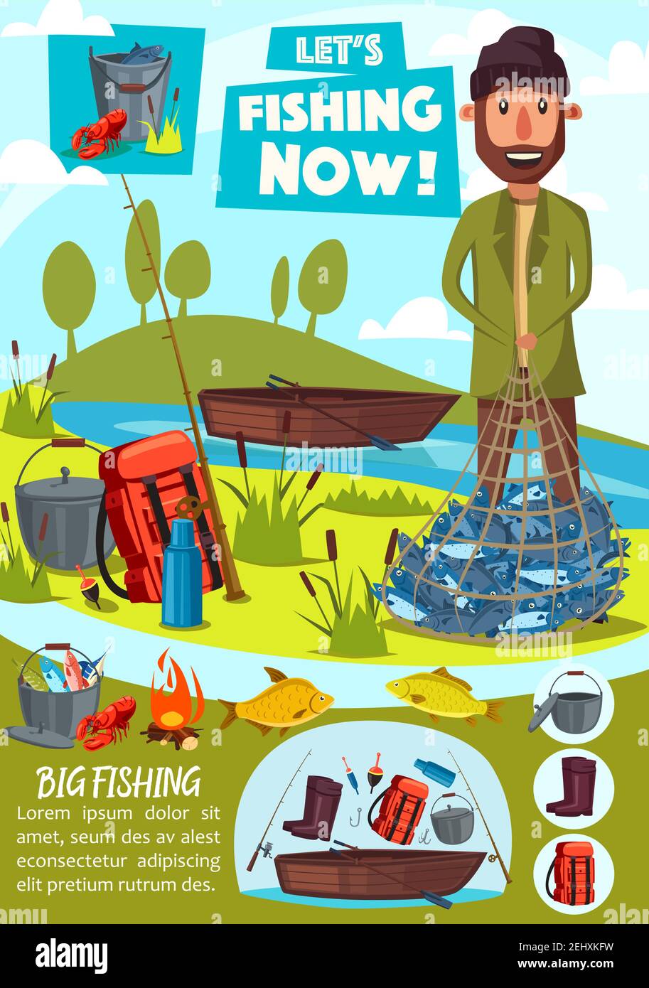 Fish rods tackle fishing Stock Vector Images - Alamy