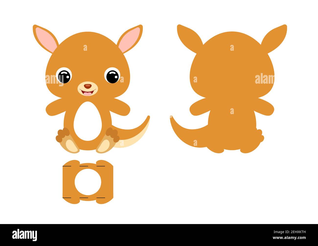DIY cute kangaroo chocolate egg holder template. Retail paper box for ...