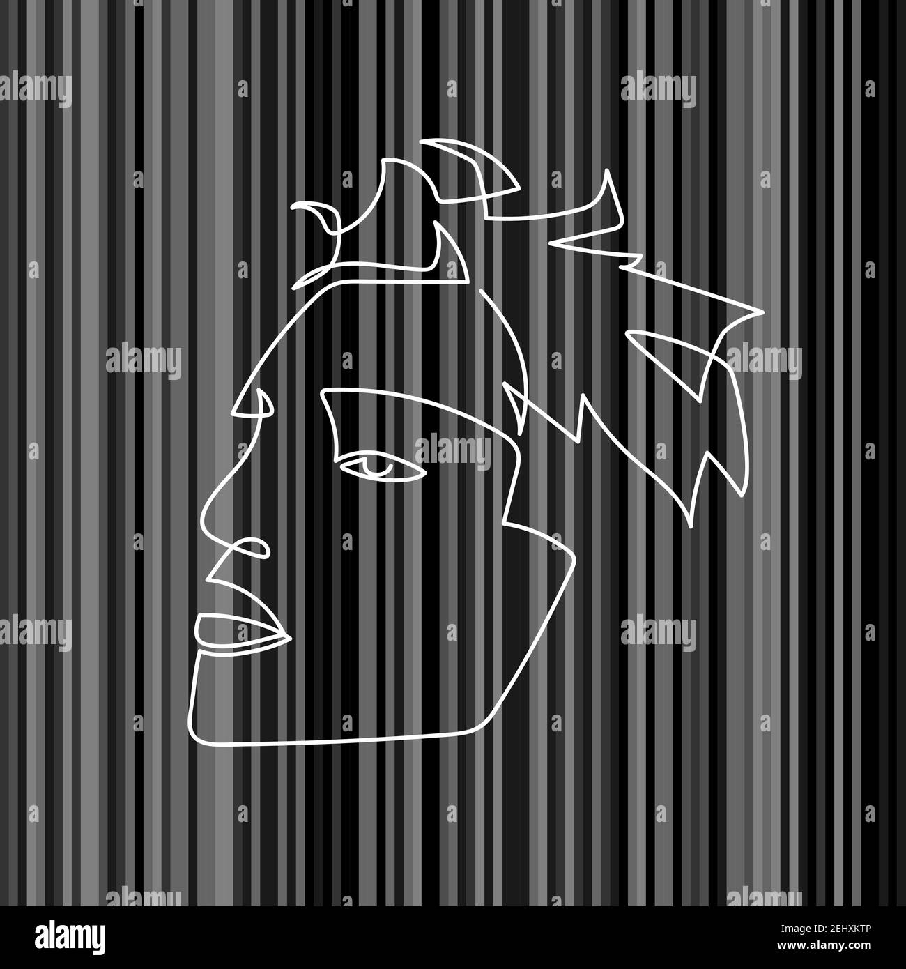 Continuous line abstract face. Contemporary minimalist portrait. Hand ...