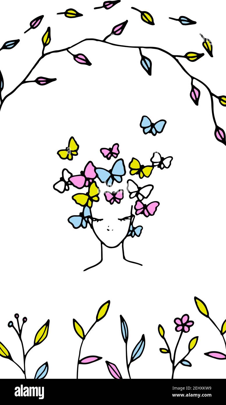 Vertical abstract art woman Stock Vector Images - Alamy