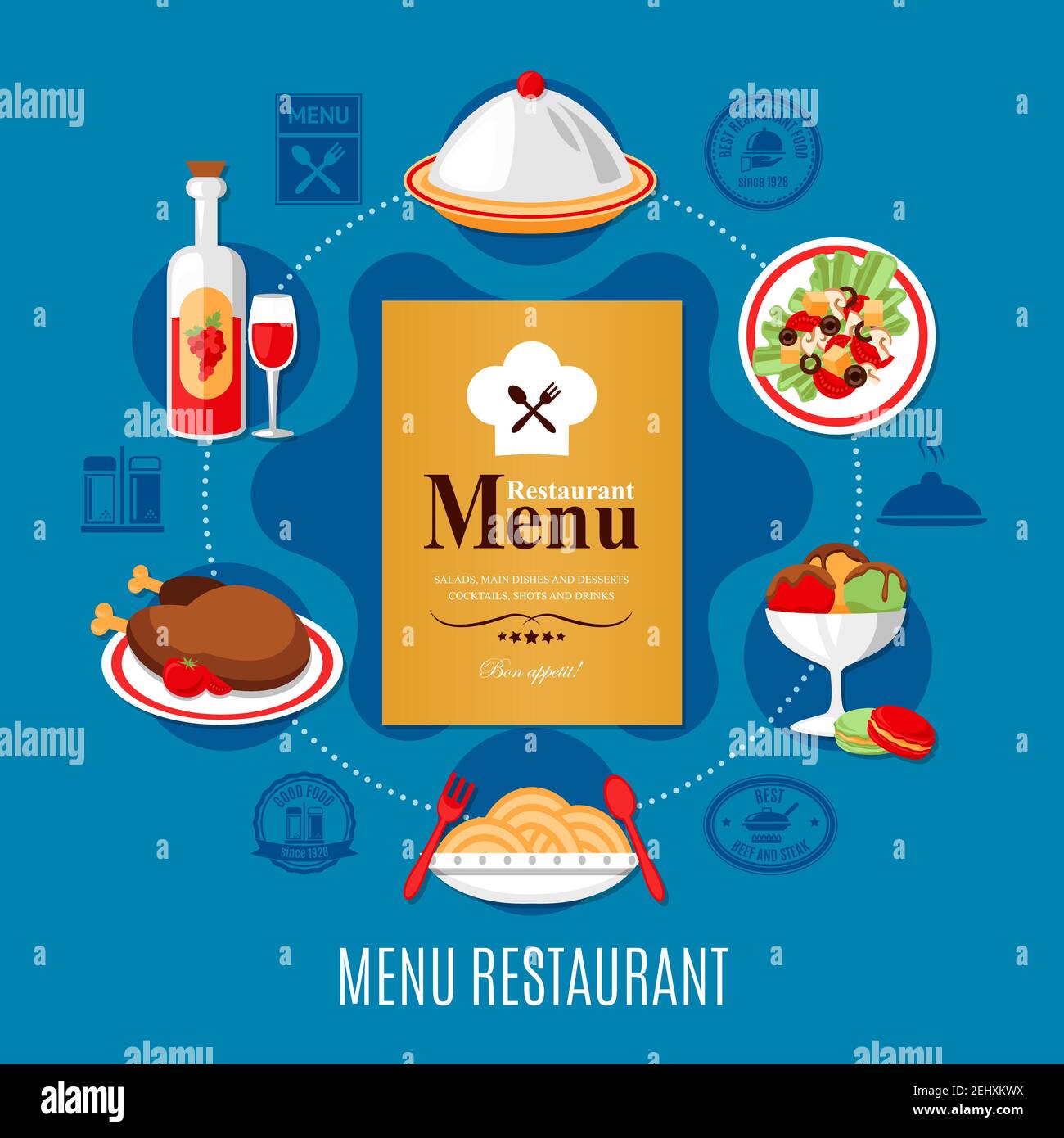 Blue salad cutlery Stock Vector Images - Alamy