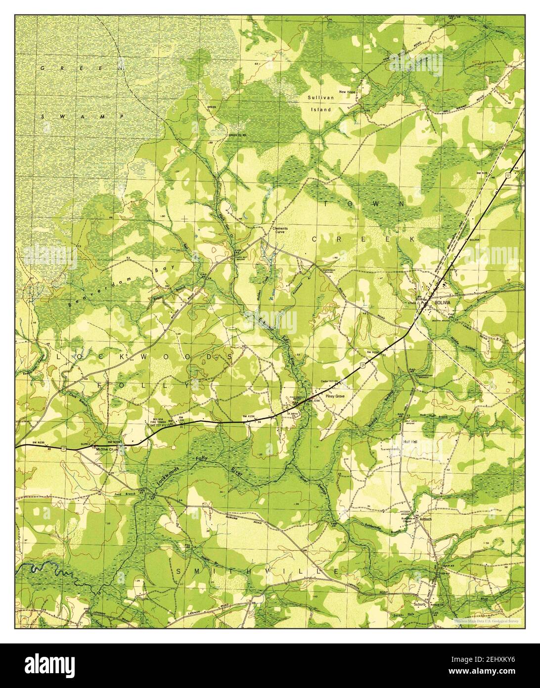 Bolivia, North Carolina, map 1944, 1:31680, United States of America by ...