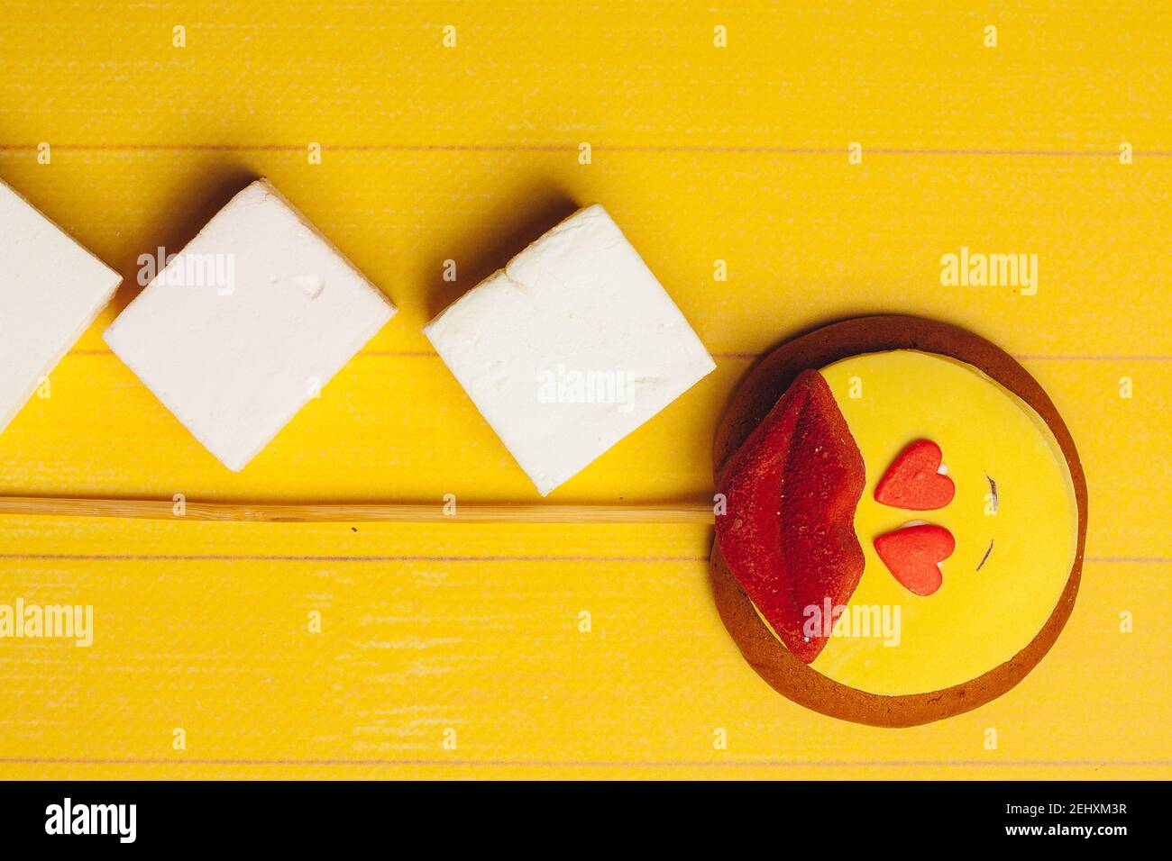 candy in the form of a smiley on a stick candy marmalade sweets yellow ...