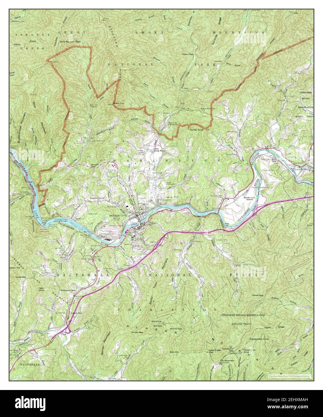 Bryson City, North Carolina, map 1961, 1:24000, United States of ...