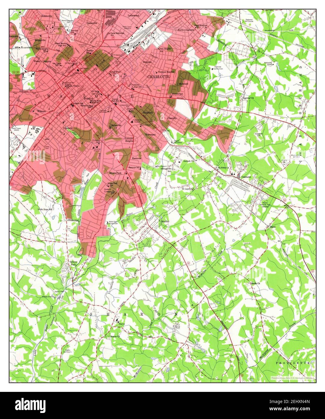 Charlotte East, North Carolina, map 1948, 1:24000, United States of ...