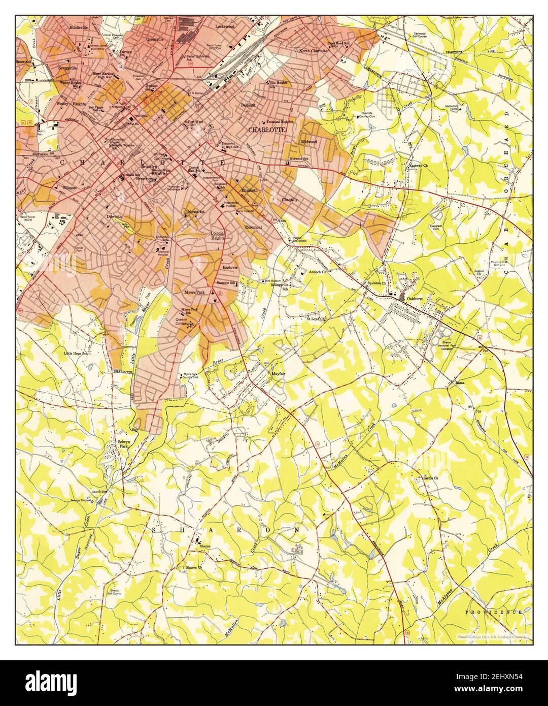 Charlotte East, North Carolina, map 1949, 1:24000, United States of ...