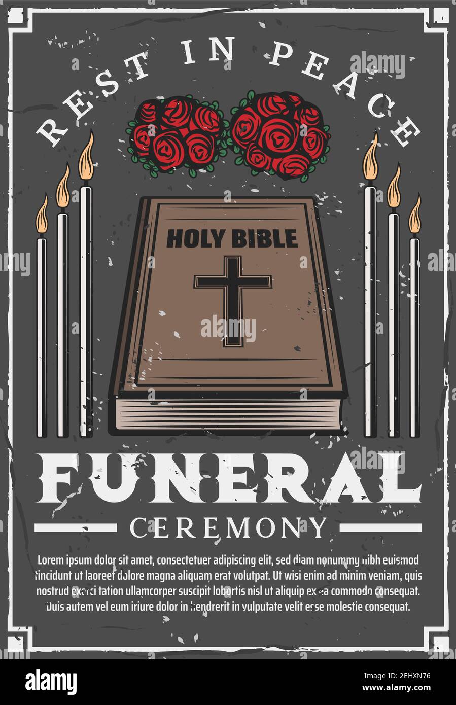 Funeral service agency poster. Vector mortuary and burial ceremony ...