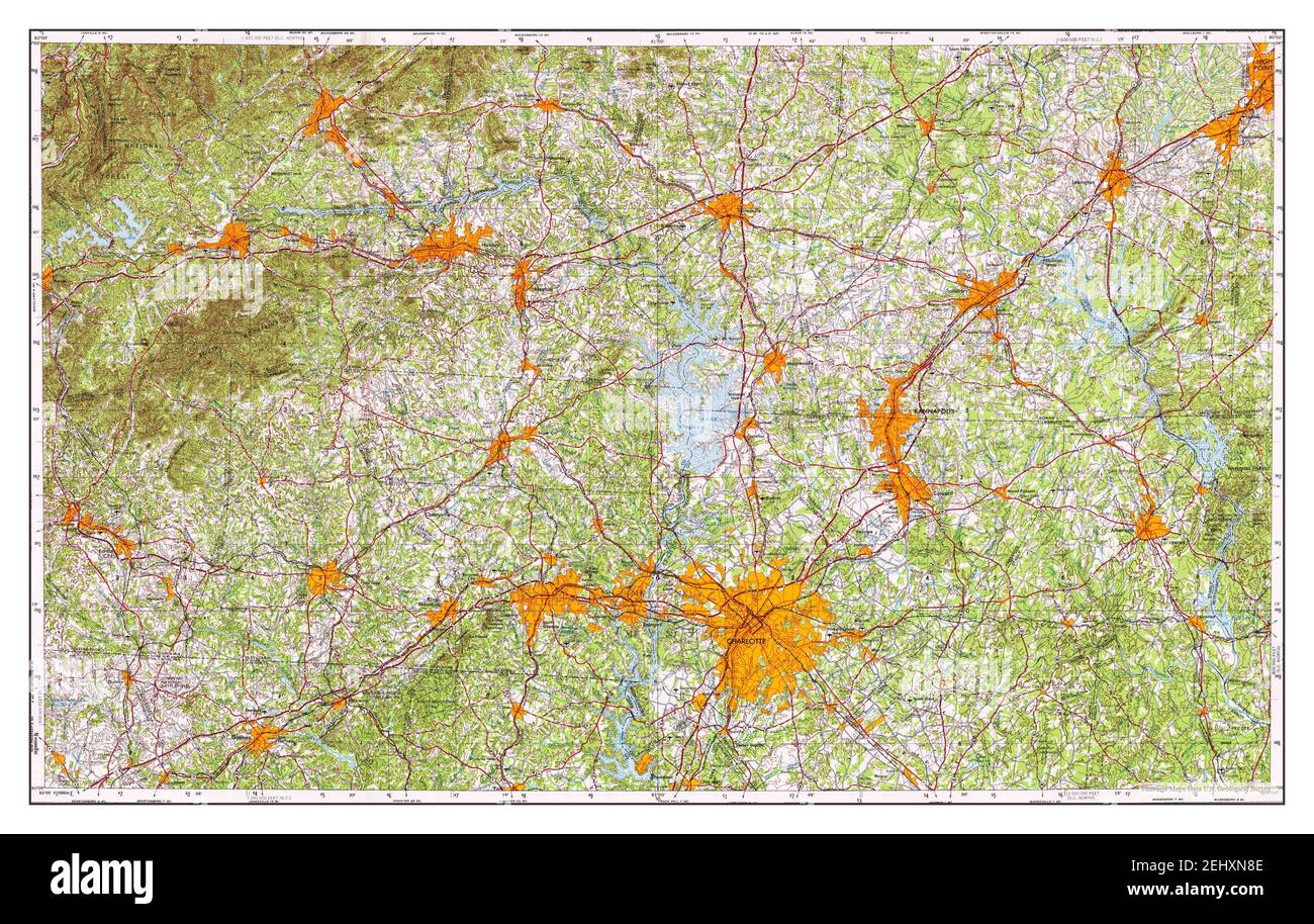 Charlotte, North Carolina, map 1953, 1:250000, United States of America ...