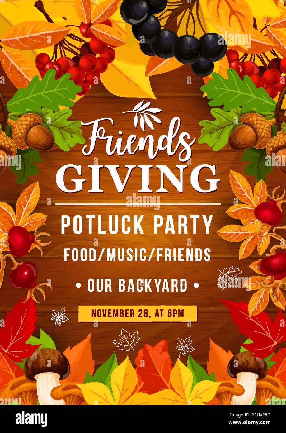 Friendsgiving potluck dinner and Thanksgiving autumn holiday party ...
