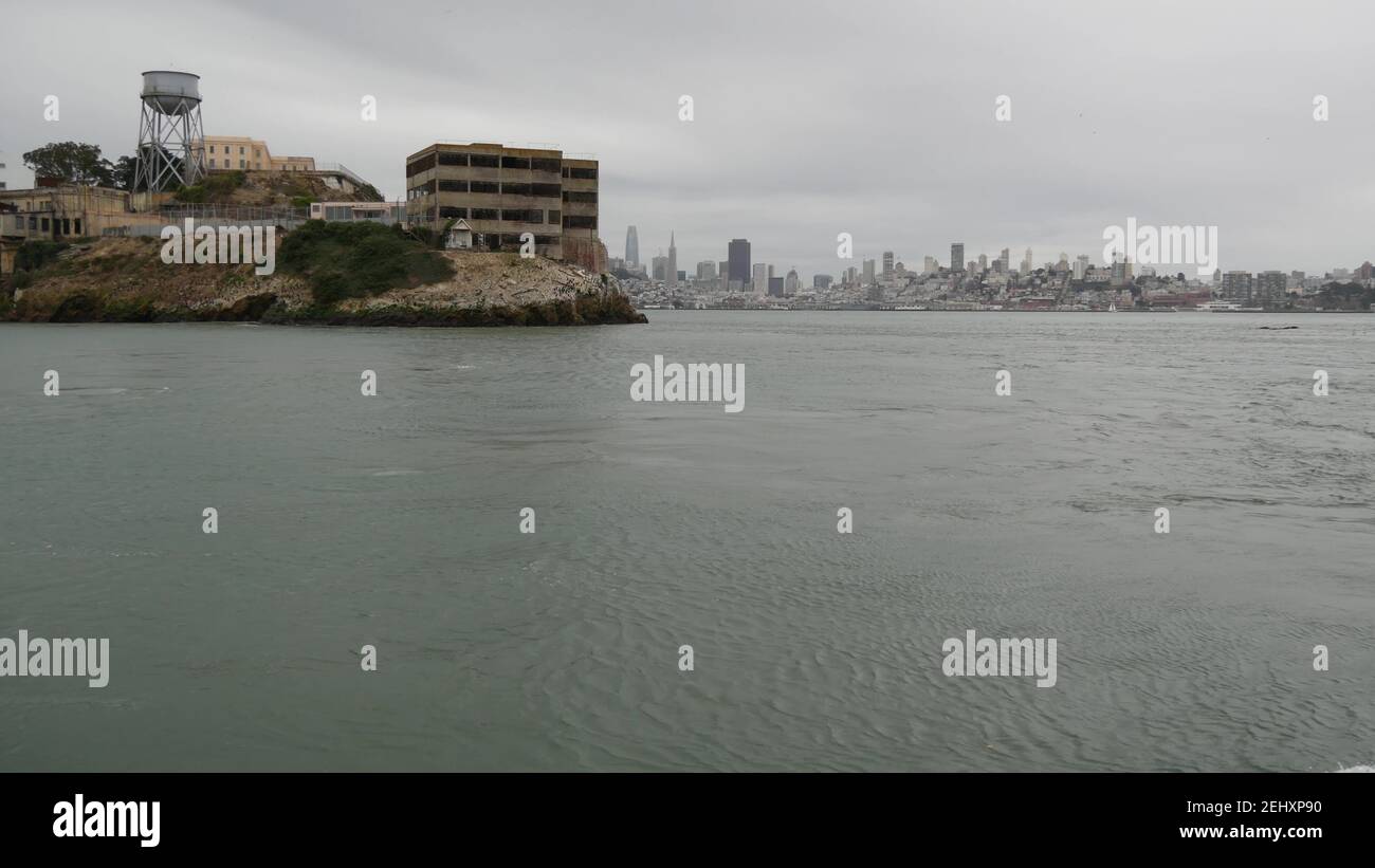 Alcatraz island in San Francisco Bay, California USA. Federal prison ...