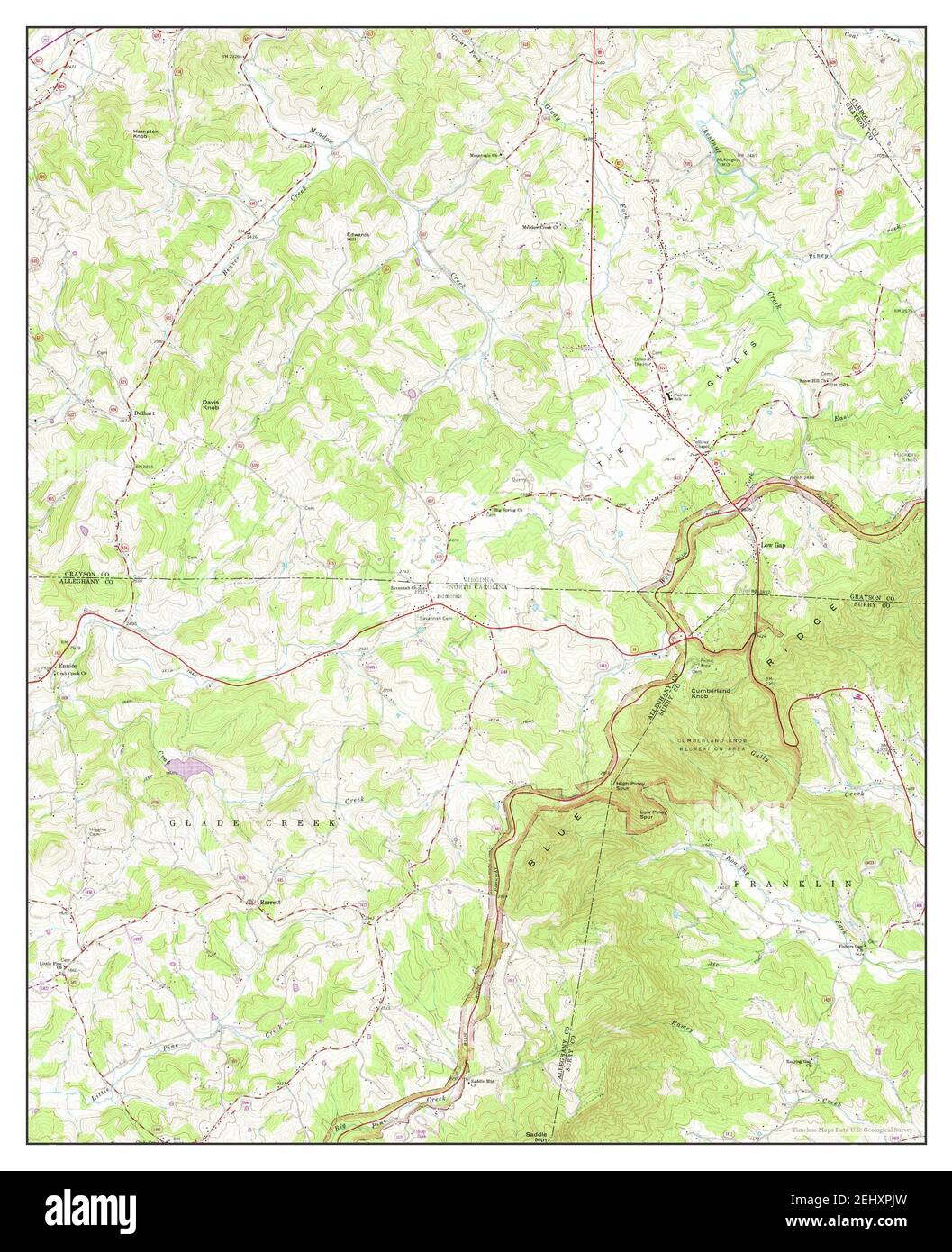 Cumberland Knob, North Carolina, map 1965, 1:24000, United States of ...