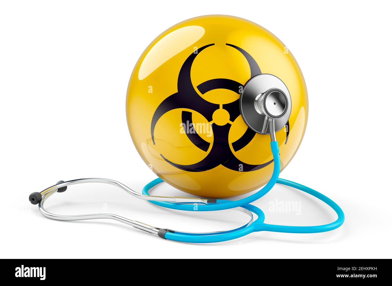 Biohazard flag with stethoscope, 3D rendering isolated on white ...