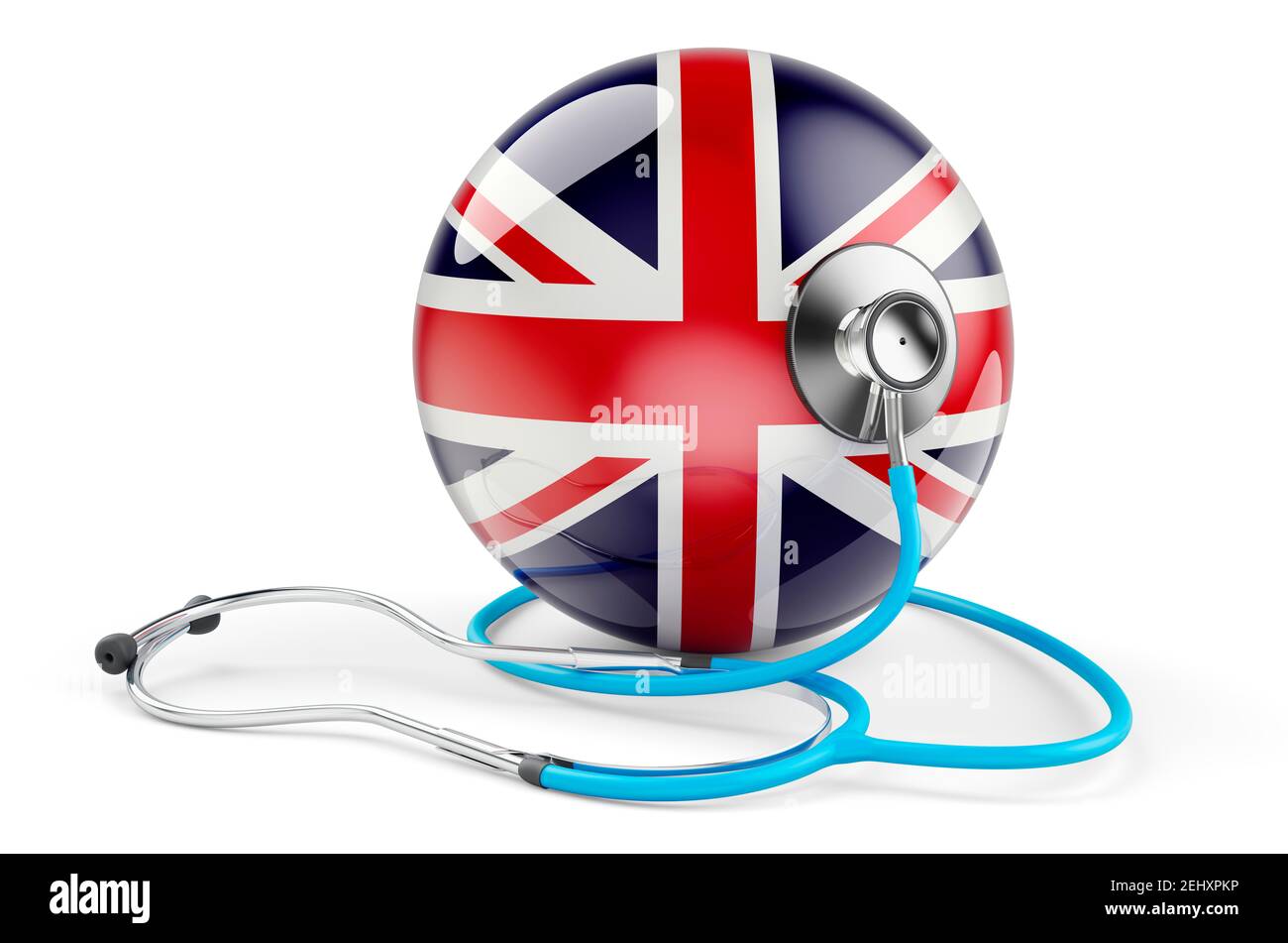 British flag with stethoscope. Health care in the Great Britain concept ...