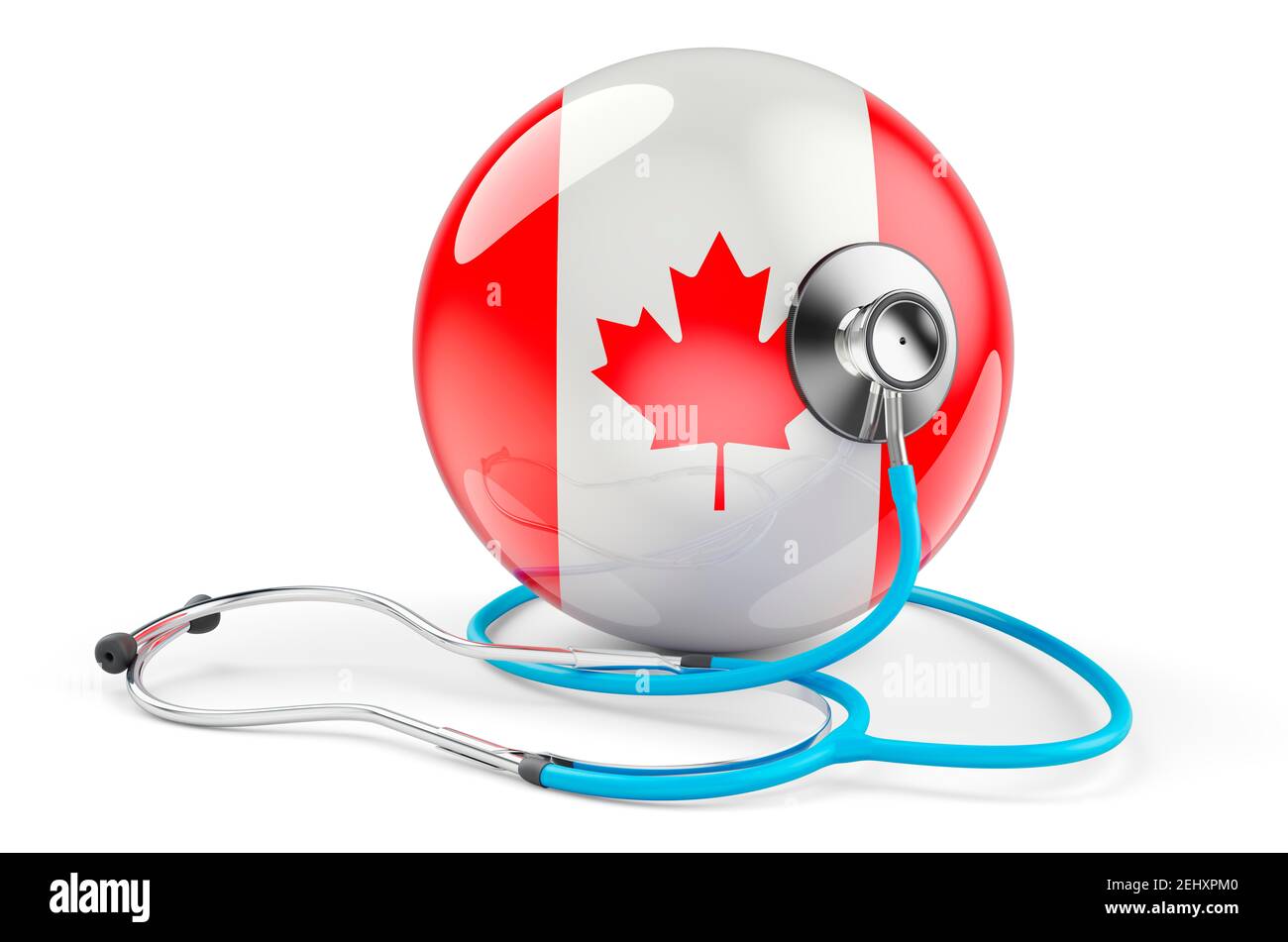 Canadian flag with stethoscope. Health care in Canada concept, 3D ...