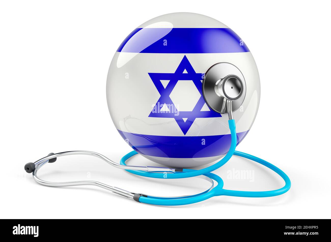 Israeli flag with stethoscope. Health care in Israel concept, 3D ...