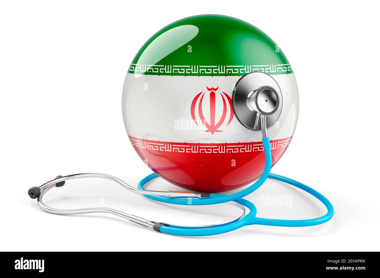Iranian flag with stethoscope. Health care in Iran concept, 3D ...