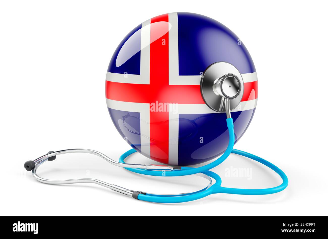 Icelandic flag with stethoscope. Health care in Iceland concept, 3D ...