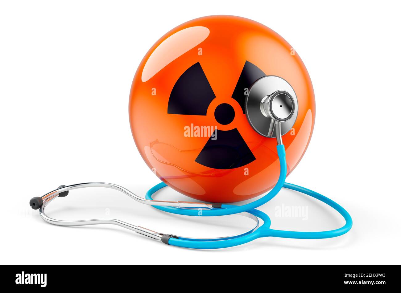 Radiation flag with stethoscope, 3D rendering isolated on white ...