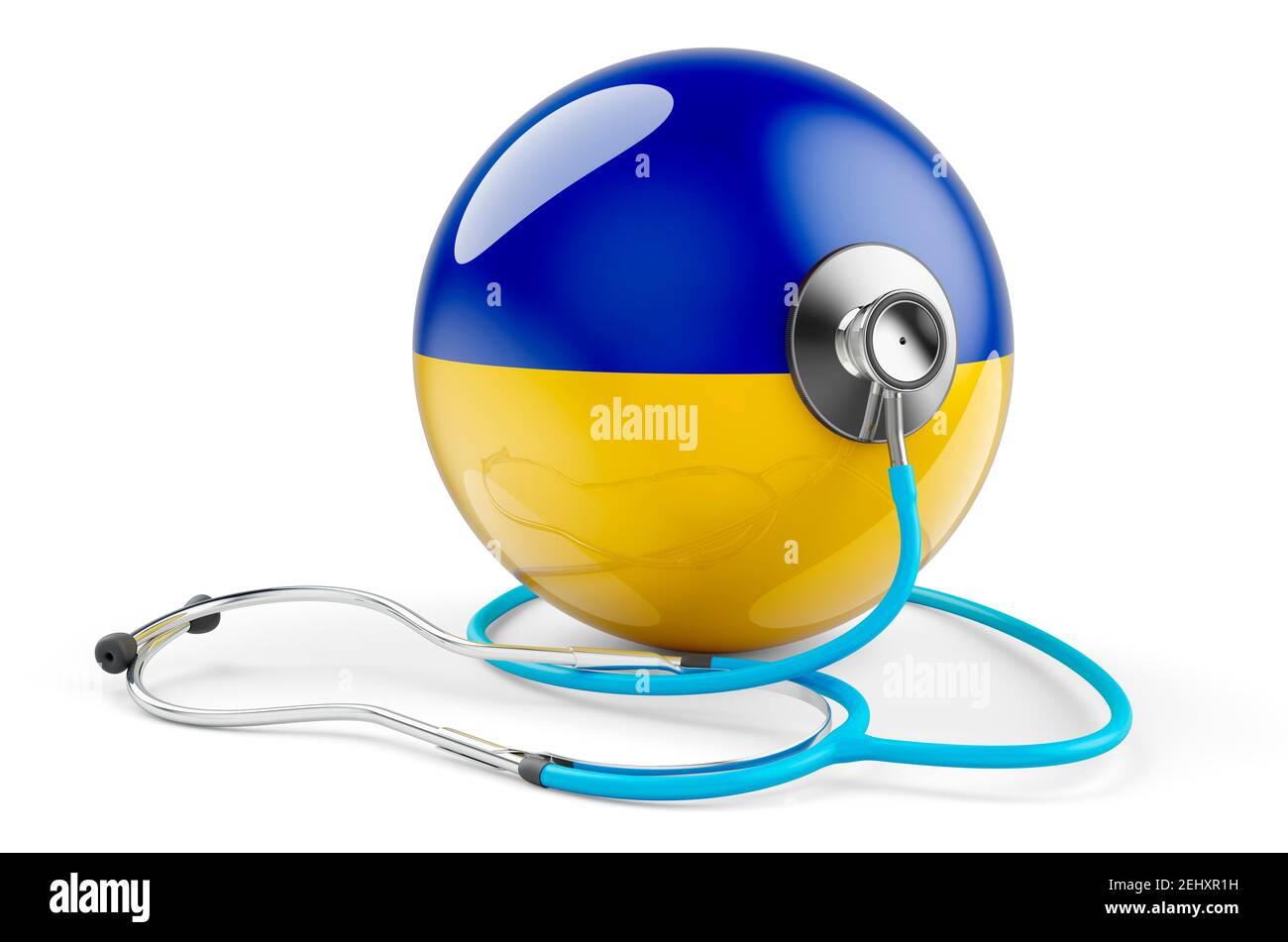 Ukrainian flag with stethoscope. Health care in Ukraine concept, 3D ...
