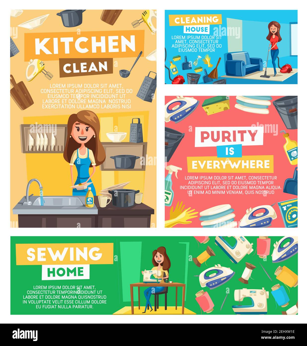 Housework washing sewing cleaning Cut Out Stock Images & Pictures - Alamy