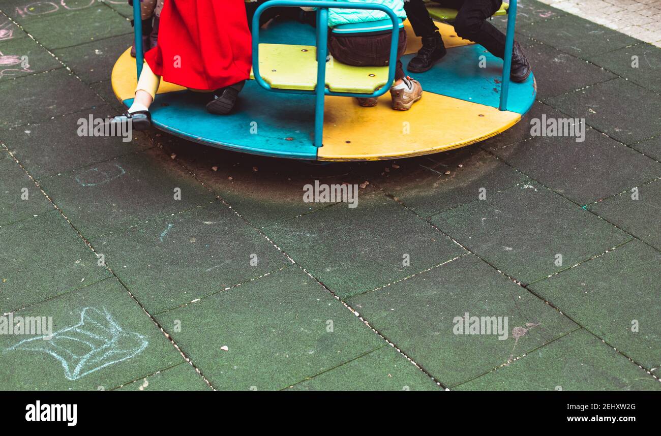 Children play at playground outdoor at the spring Stock Photo - Alamy