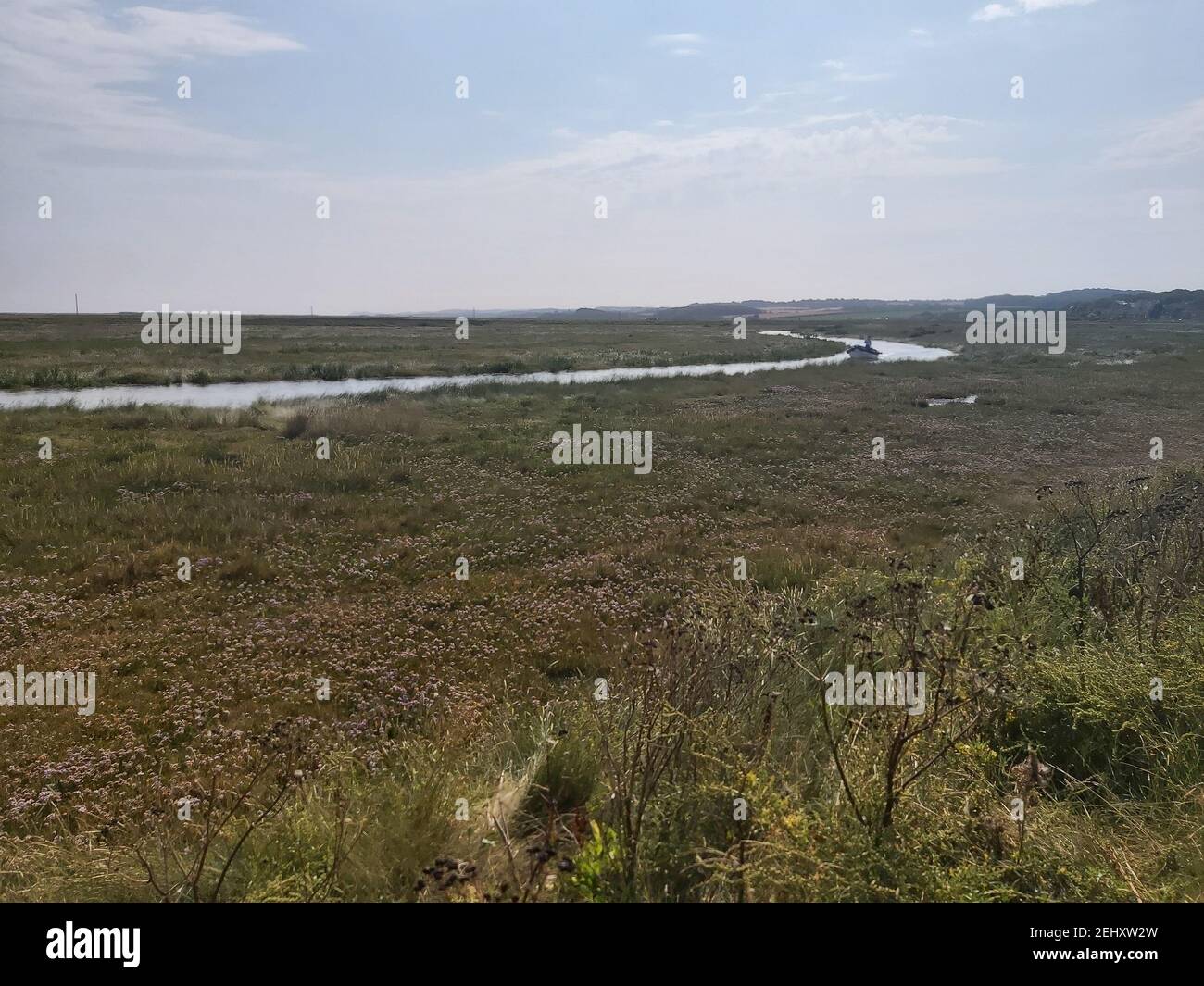 View out over the fields and marshes of North Norfolk Stock Photo - Alamy