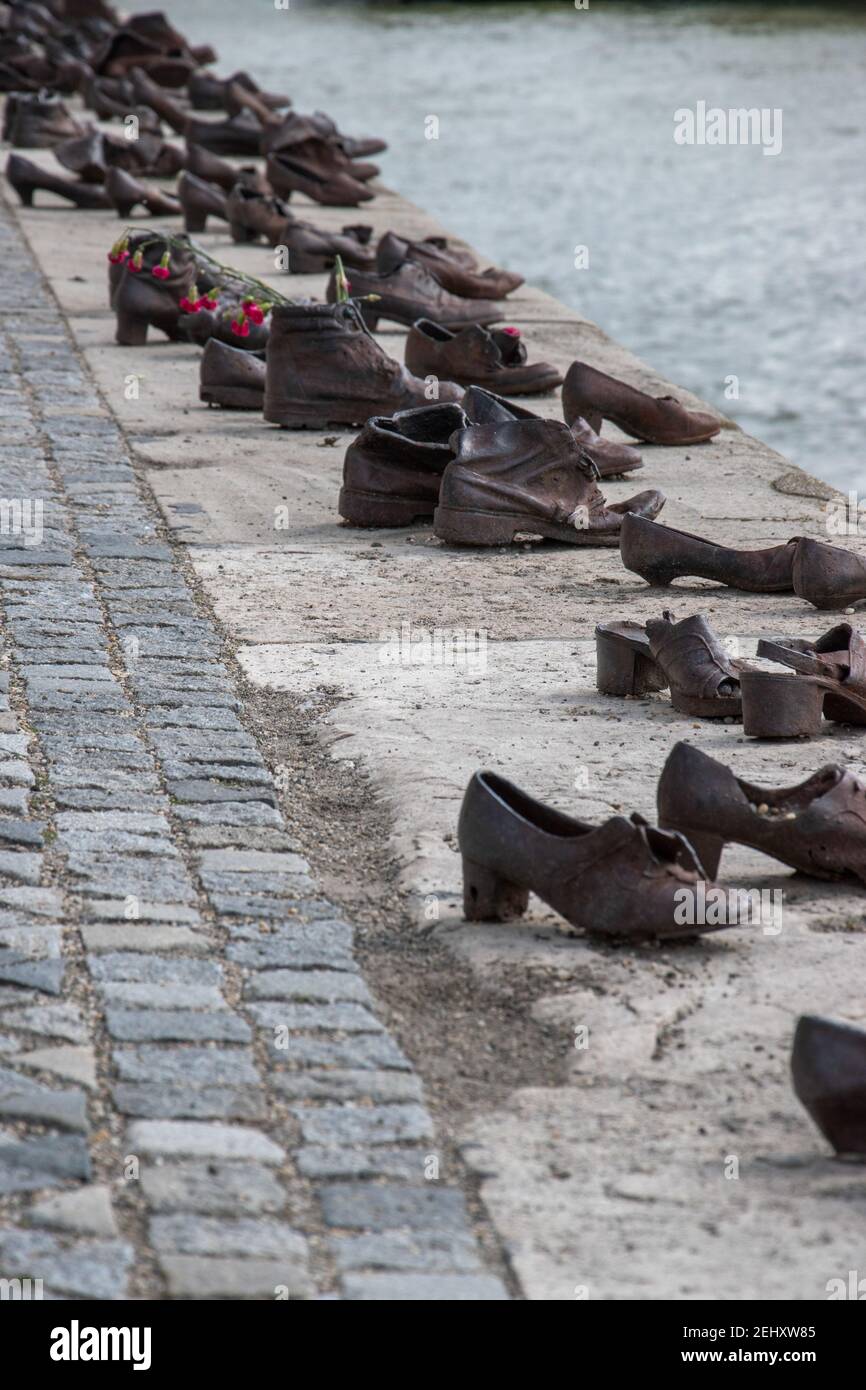 Shoes of the Danube Bank. Sculptures memorializing those killed at the ...