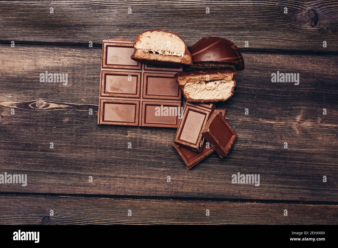 wooden table chocolate bar marshmallow delight cocoa sweets energy ...