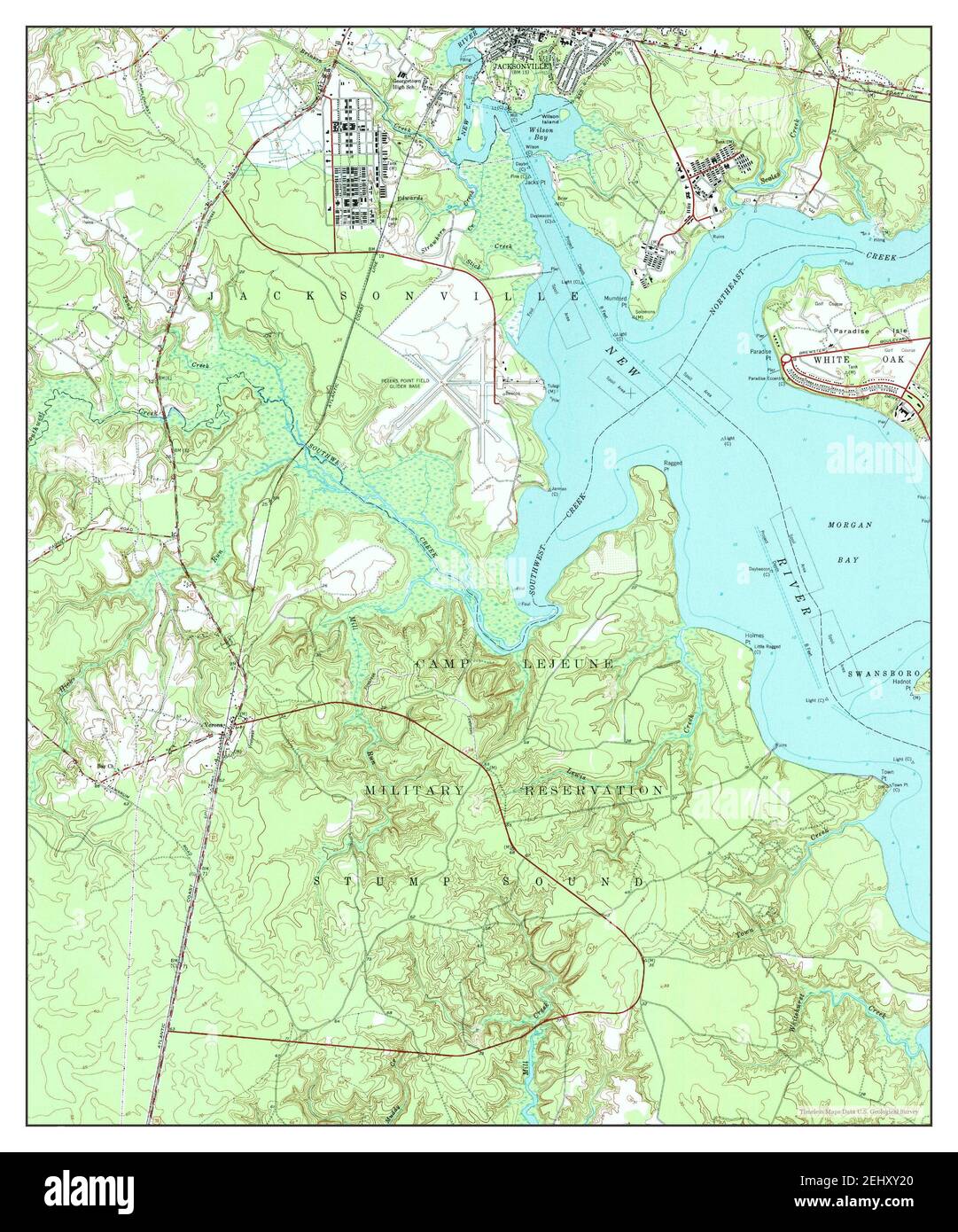 Jacksonville South, North Carolina, map 1952, 1:24000, United States of ...