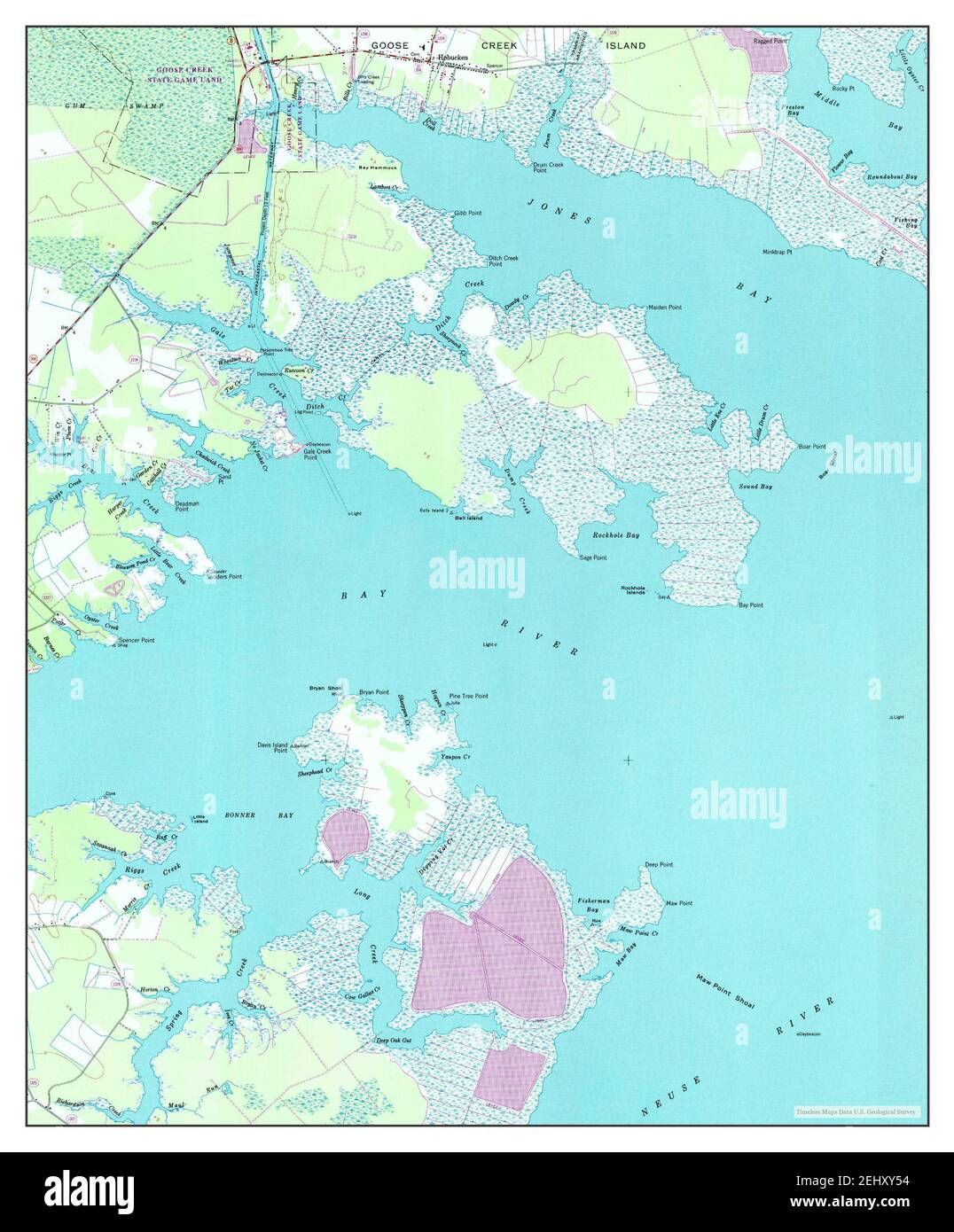 Jones Bay, North Carolina, map 1950, 1:24000, United States of America ...