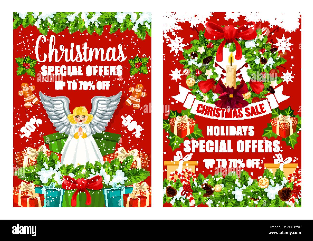 Christmas sale posters for winter holiday Xmas discount special offer ...