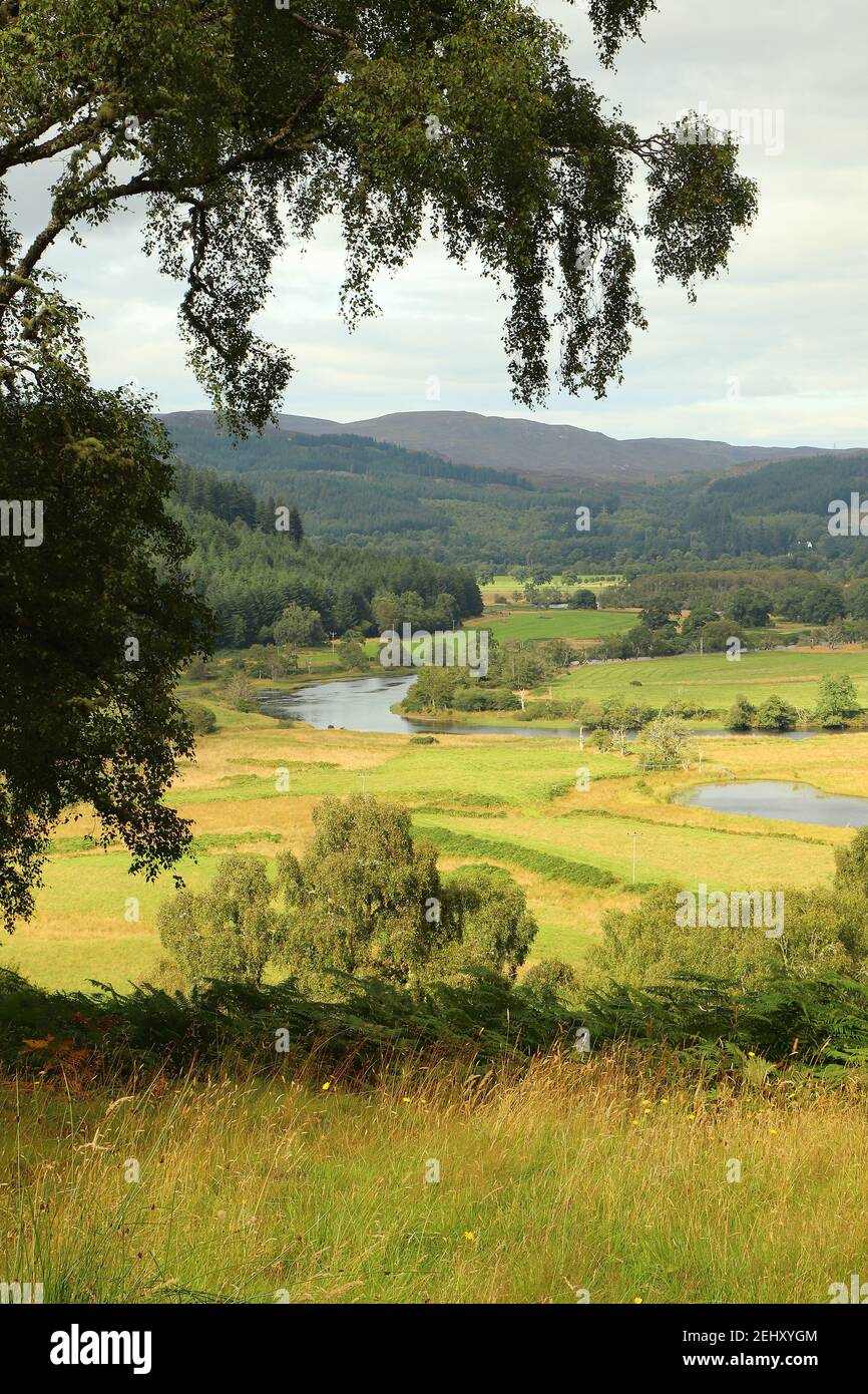 A view down from the hills of Scotland to the glens, rivers and lochs ...