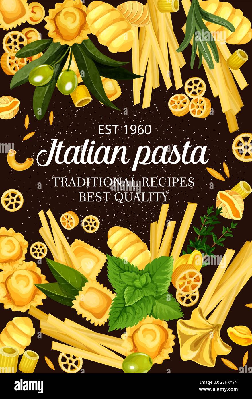 Italian pasta flour product menu cover template vector. Italian cuisine ...
