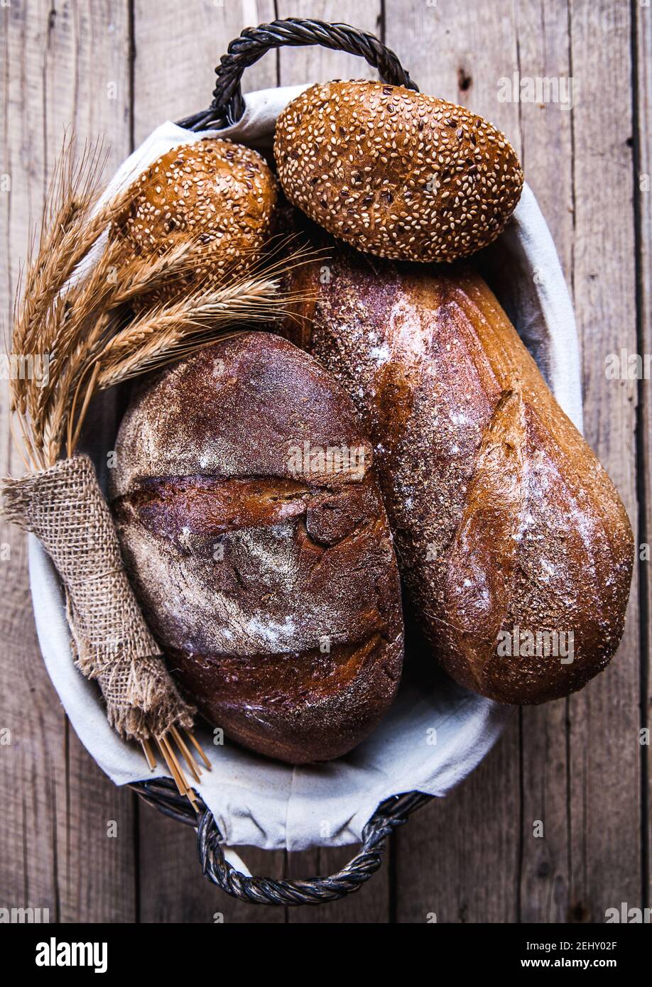 Traditional bread in basket Stock Photo - Alamy