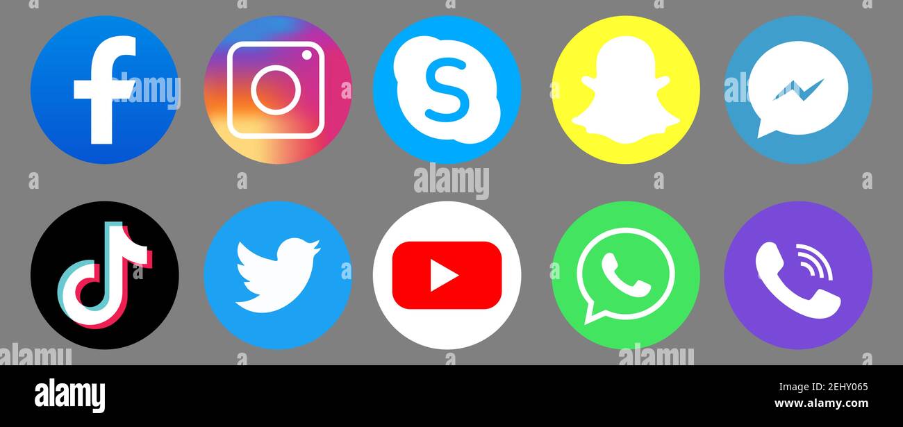 Collection of popular social media logo. Social media icons Stock ...