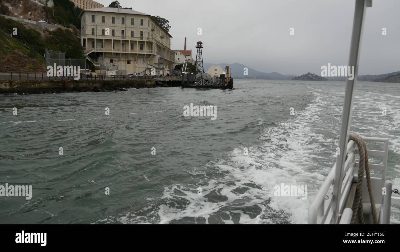 Alcatraz island in San Francisco Bay, California USA. Federal prison ...