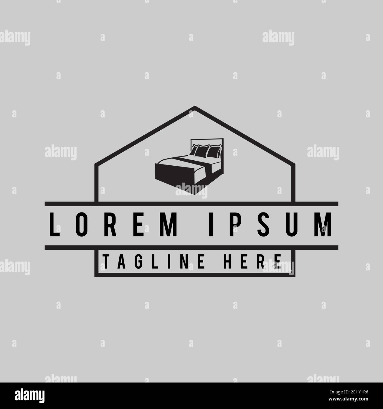 vintage simple black bed logo design vector illustration inspiration ...