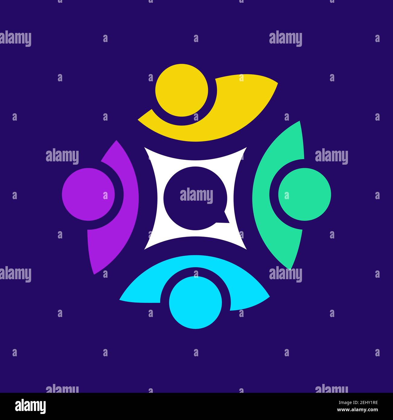 circle rounded connected unity colorful people community logo design ...