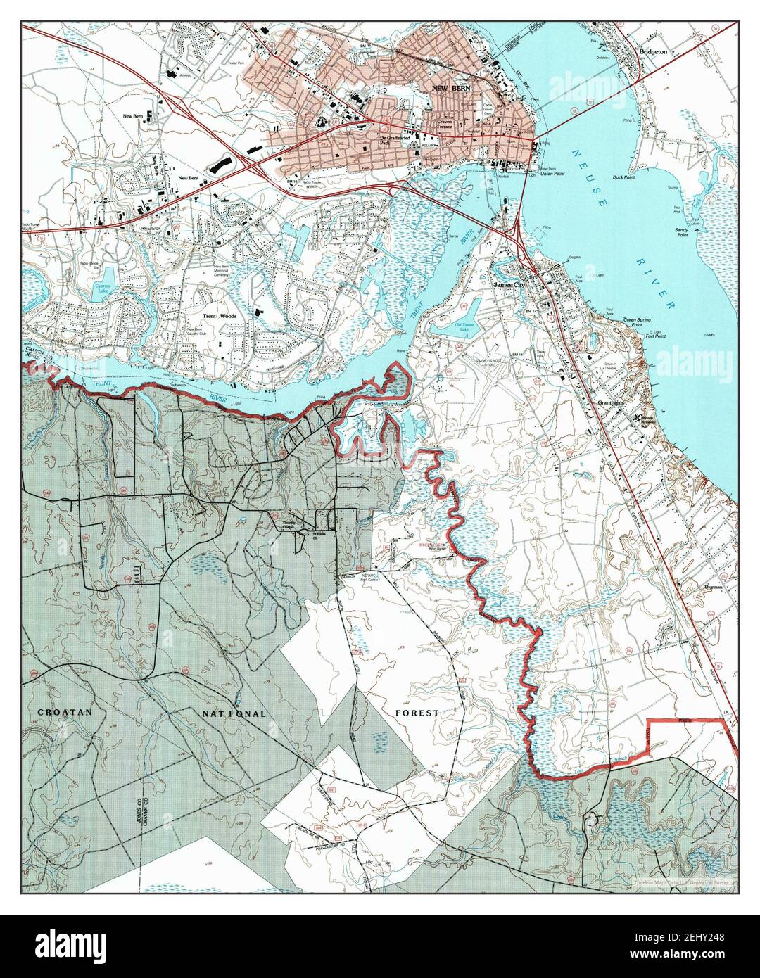 New Bern, North Carolina, map 1994, 1:24000, United States of America ...