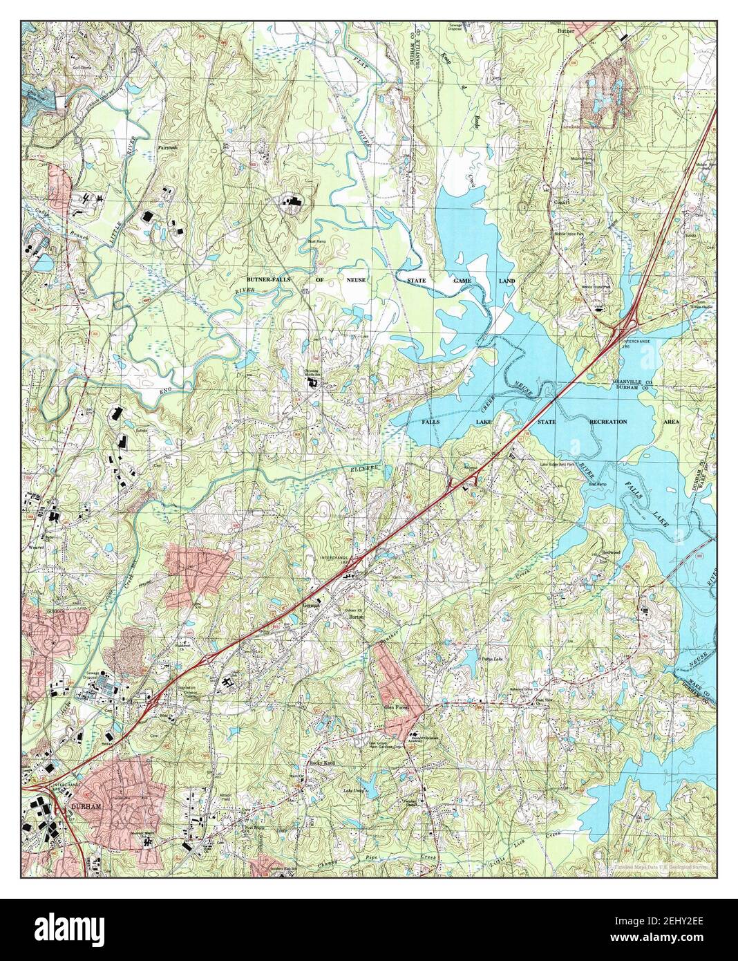 Northeast Durham, North Carolina, map 1999, 1:24000, United States of ...