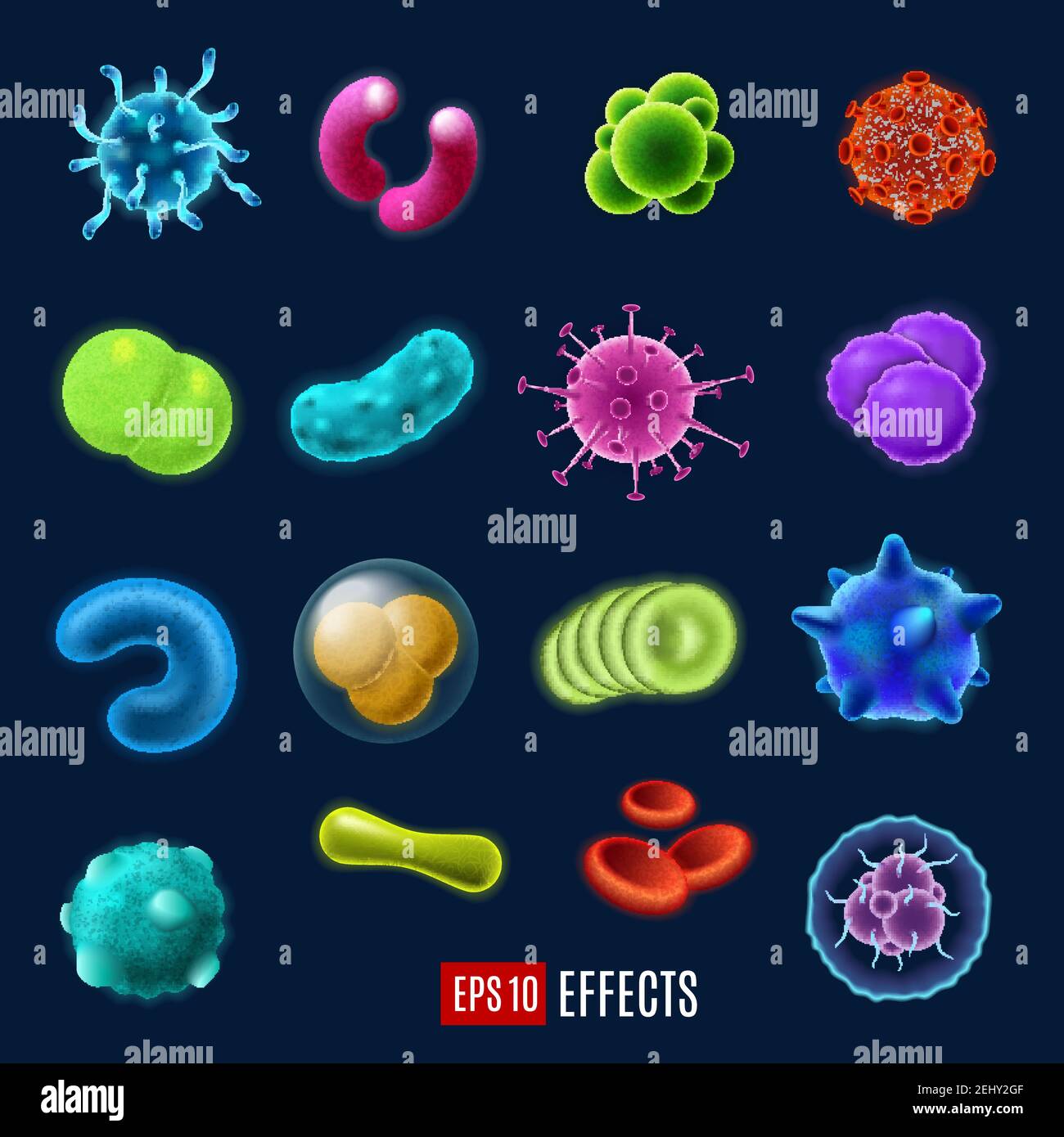 Viruses, germs and bacteria, microorganism types. 3D vector illness or ...