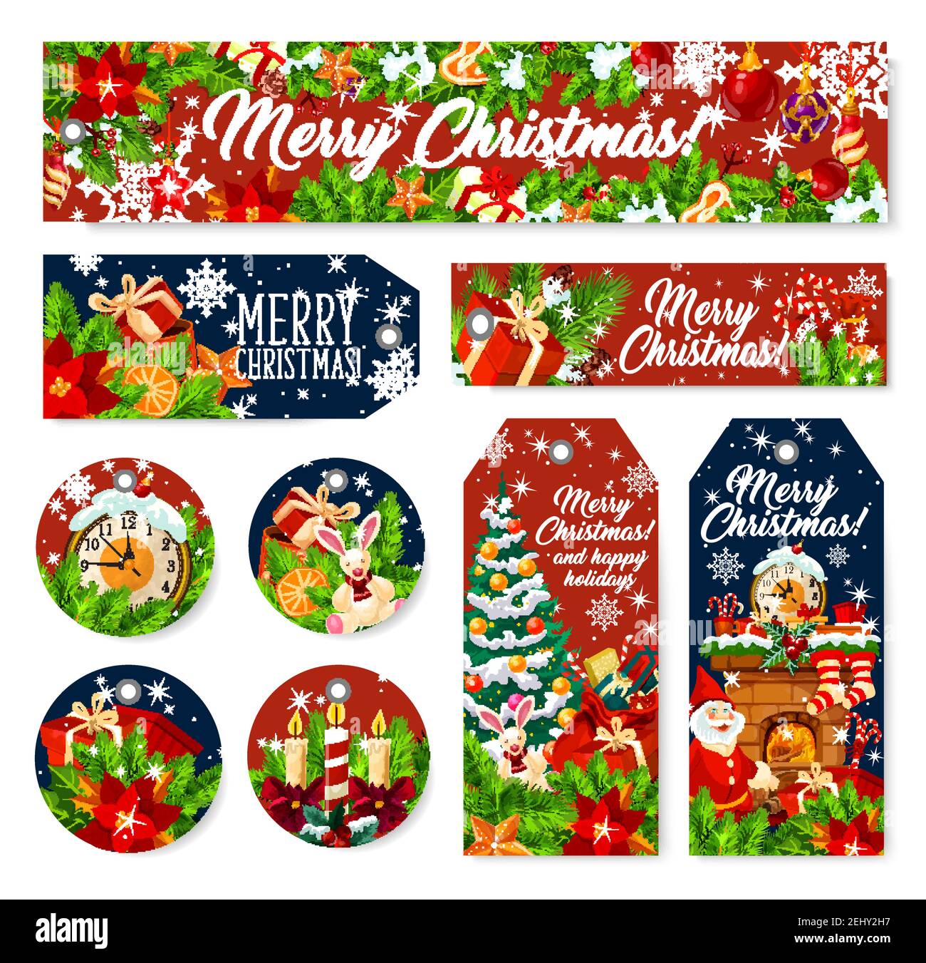 Mas tree red label Stock Vector Images - Alamy